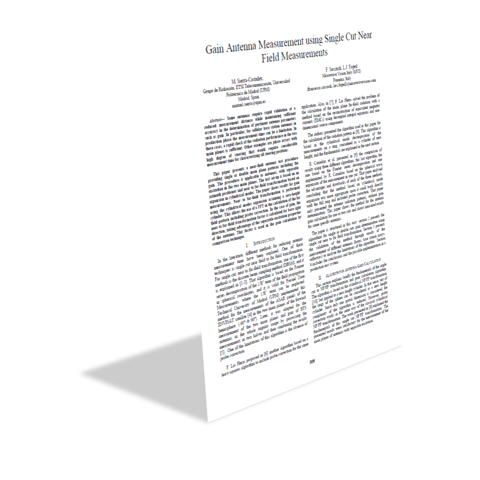 Gain Antenna Measurement Using Single Cut Near Field Measurements